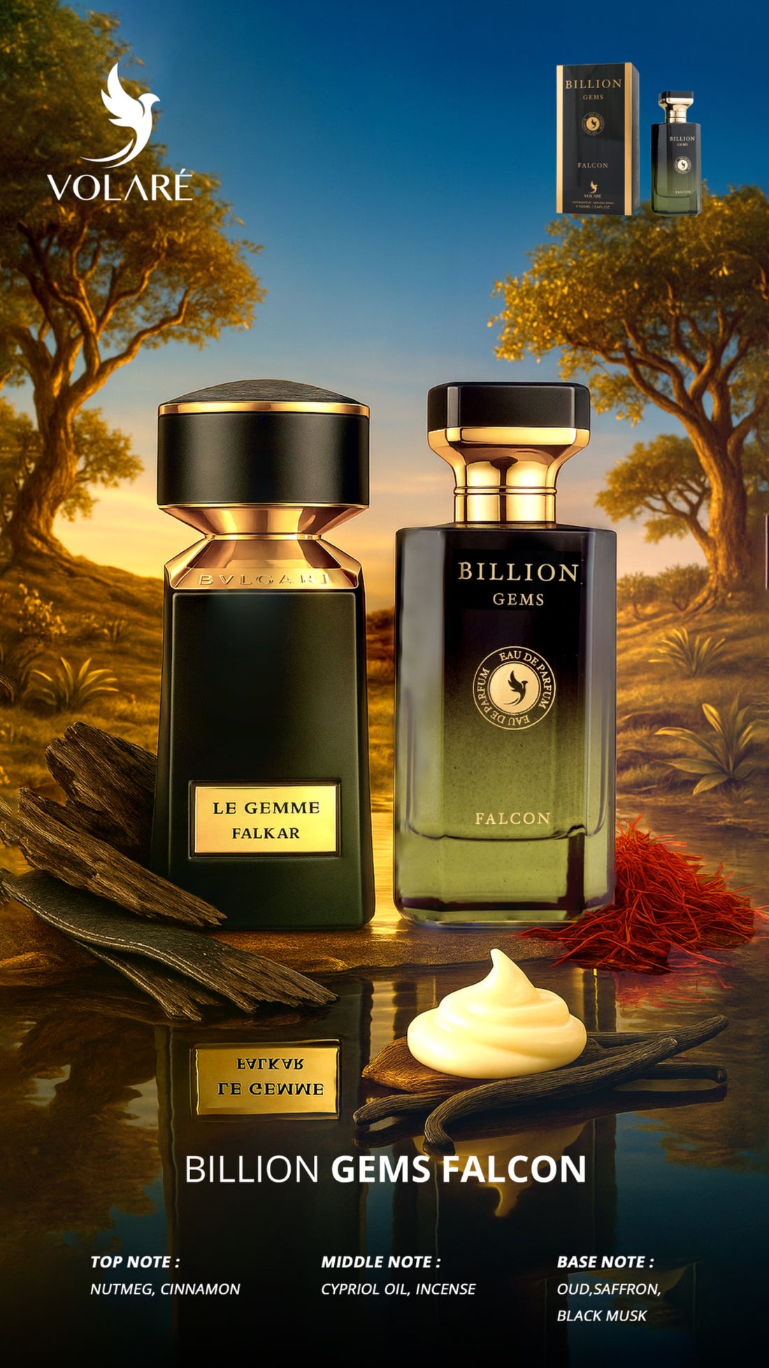 Volare Billion Gems Falcon – Men’s EDP 100 ml | Woody Black Musk